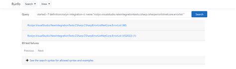Roslyn Visualstudio Newintegrationtests Csharp Csharperrorlistnetcore Errorlist Issue