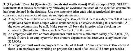 3 45 Points 15 Each Queries For Constraint