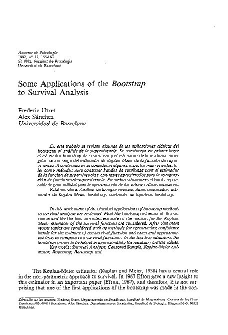 pdf some applications of the bootstrap to survival analysis