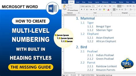 how to create multilevel numbering in word
