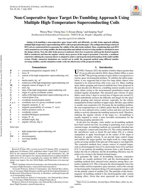 Pdf Non Cooperative Space Target De Tumbling Approach Using Multiple