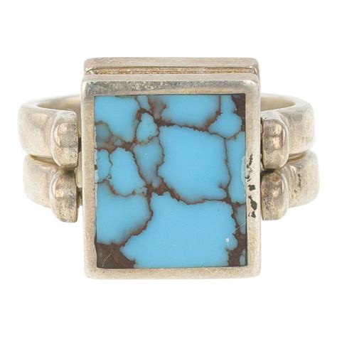 Lot Navajo Inlay Turquoise Reversible Ring