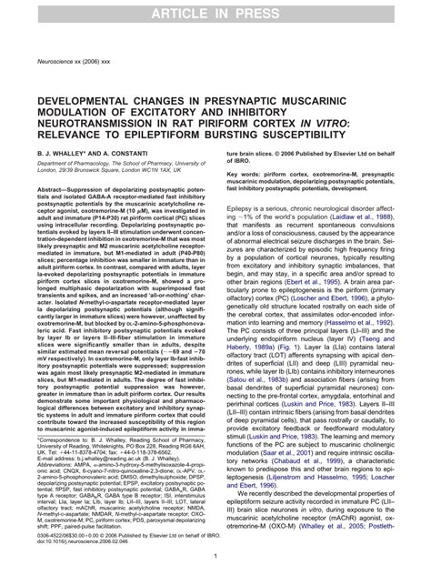 Pdf Further Characterization Of Muscarinic Agonist Induced Epileptiform Bursting Activity In