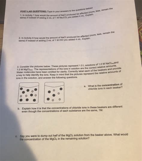 Solved POST LAB QUESTIONS Type In Your Answers To The Chegg