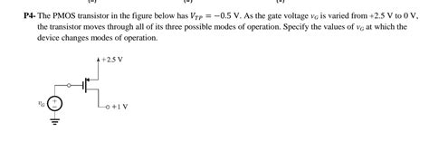 Solved P4 The PMOS Transistor In The Figure Below Has Chegg Com