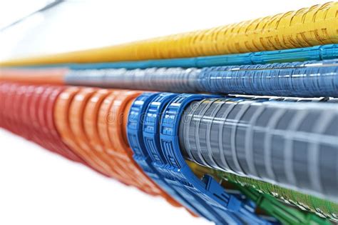 Colorful Network Cables Neatly Aligned And Bundled Symbolizing Organized Data Connections And