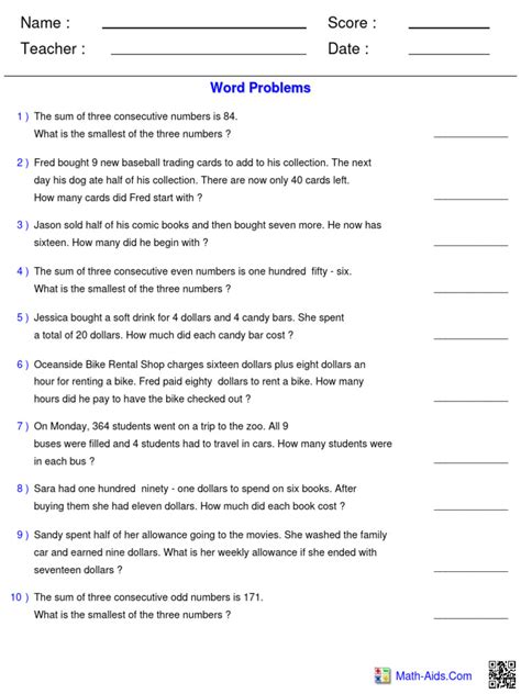 Algebra1 Equations Two Word Pdf