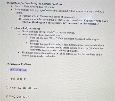 Instructions For Completing The Exercise Problems Chegg
