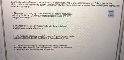 solved economists classify resources or factors of