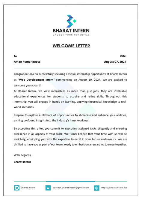 Excited To Embark On My Internship Journey At Bharat Intern Eager To