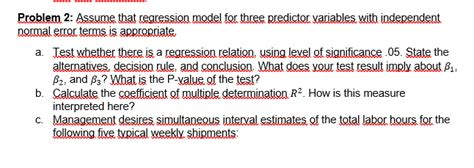 Problem Assume That Regression Model For Three Chegg Com