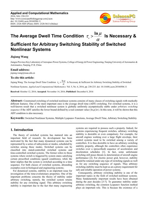 Pdf The Average Dwell Time Condition Is Necessary And Sufficient For