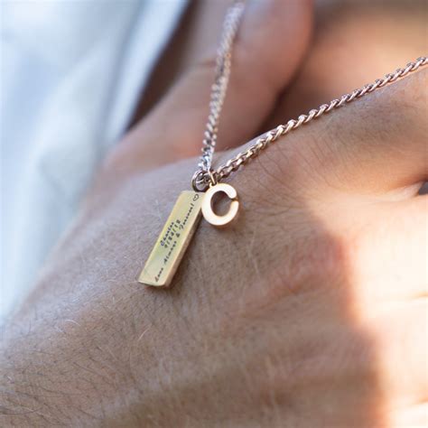 Waterproof Personalized Text Name Necklace For Men Customise Name Bar