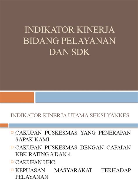 Indikator Kinerja Bidang Pelayanan Dan Sdk Pdf