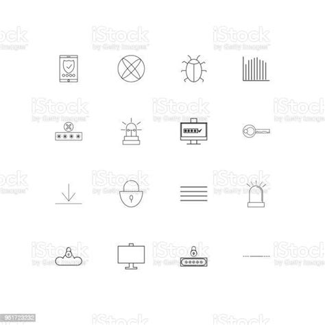 인터넷 보안 간단한 선형 아이콘 설정합니다 개요 벡터 아이콘 0명에 대한 스톡 벡터 아트 및 기타 이미지 0명 긴급 사이렌 디자인 Istock