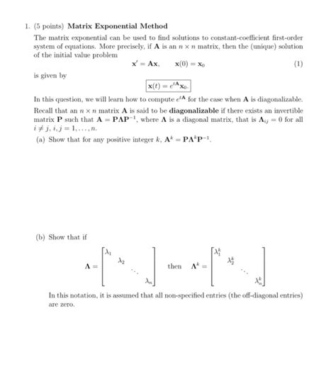 solved 1 5 points matrix exponential method the matrix