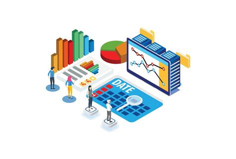 Modern Isometric Data Statistics Report Illustration Web Banners