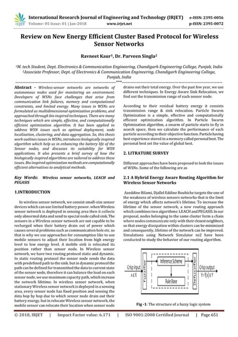 Irjet Review On New Energy Efficient Cluster Based Protocol For Wireless Sensor Networks Pdf