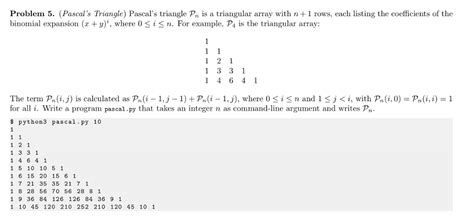 Solved Problem 5 Pascals Triangle Pascals Triangle Pn