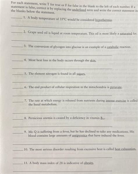 Solved For Each Statement Write T For True Or F For False Chegg Com