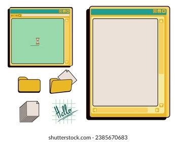 Old Computer Interface Windows Set Stock Vector Royalty Free Shutterstock