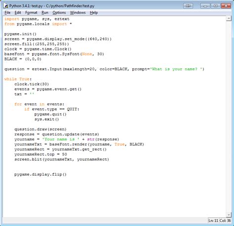 Pygame Eztext Pass User Input To A Variable R Learnpython