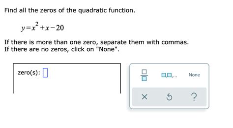 Solved Find All The Zeros Of The Quadratic Function Chegg Com