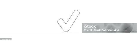 Continuous Line Drawing Of Check Mark Tick One Line Icon One Line