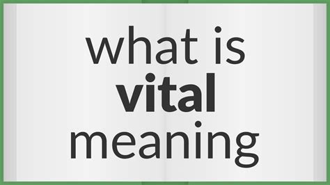 Vital | meaning of Vital - YouTube