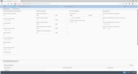 password policies in hana db sap security pages