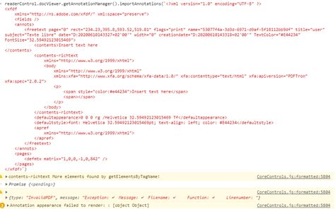 import freetext annotation uncaught typeerror cannot read property