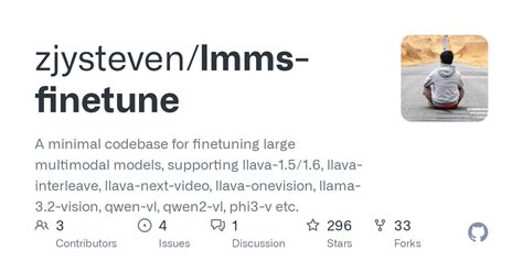 Github Zjystevenlmms Finetune A Minimal Codebase For Finetuning Large Multimodal Models