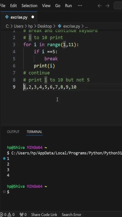 Break And Continue Keyword In Python 🔥👨‍💻 Python Programming Coding Youtube