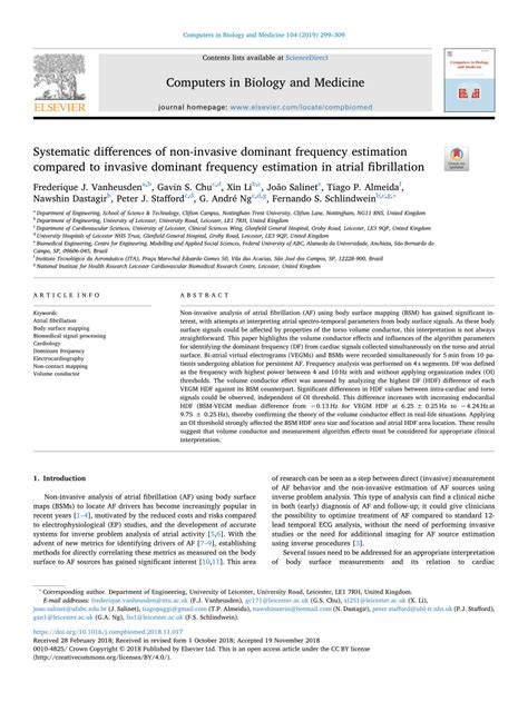 Pdf Systematic Differences Of Non Invasive Dominant Frequency Estimation Compared To Invasive