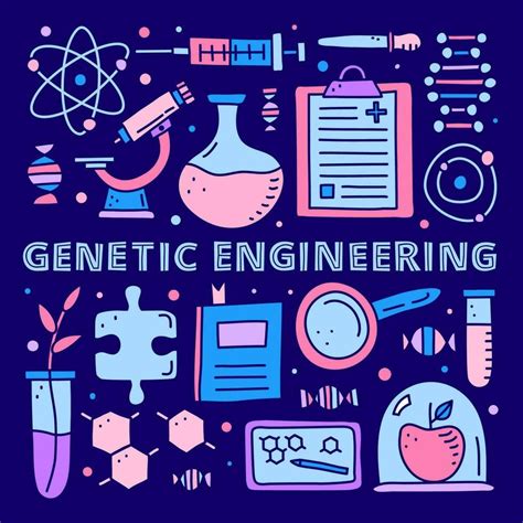 Genetic Engineering Poster With Doodle Icons