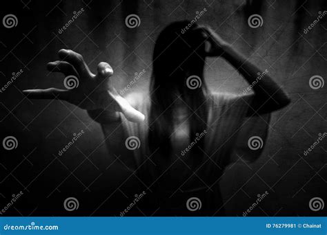 Ghost In Haunted House Mysterious Woman Horror Scene Of Scary