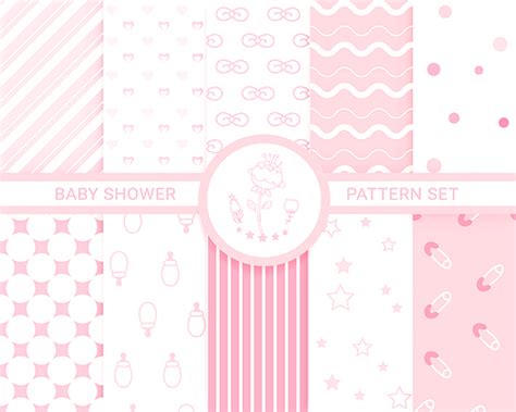 유토이미지 여자 아기 패턴 베이비 샤워 패턴 세트