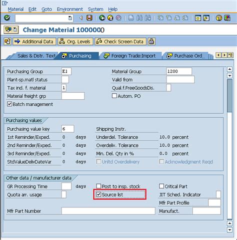 SAP MM Source Determination List