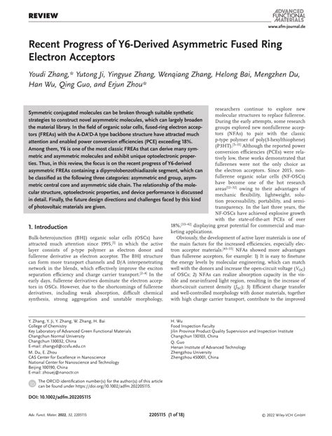 Recent Progress Of Y6‐derived Asymmetric Fused Ring Electron Acceptors