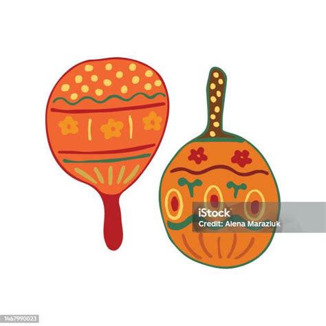 마라카스 아이콘입니다 멕시코 전통 악기 흰색 배경에 격리된 화려한 마라카스의 벡터 그림 플랫 디자인 스타일 클립 아트 벡터 일러스트 레이 션 0명에 대한 스톡 벡터 아트 및