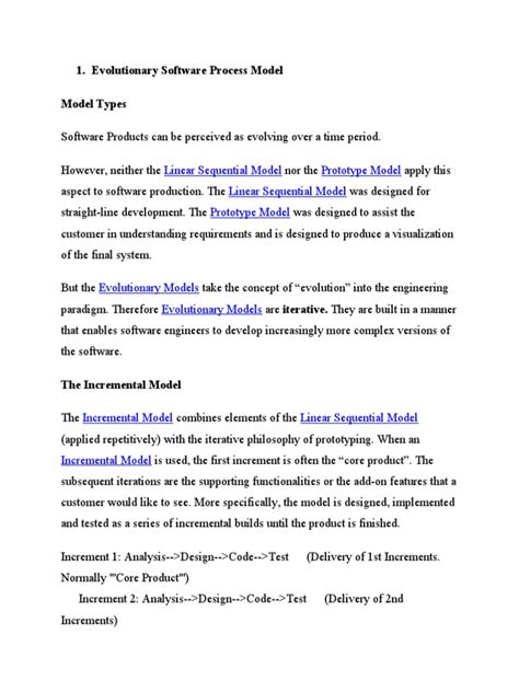 An Overview Of Evolutionary Software Process Models Including The Incremental Model Spiral