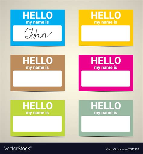 Hello My Name Is Tag Set Royalty Free Vector Image
