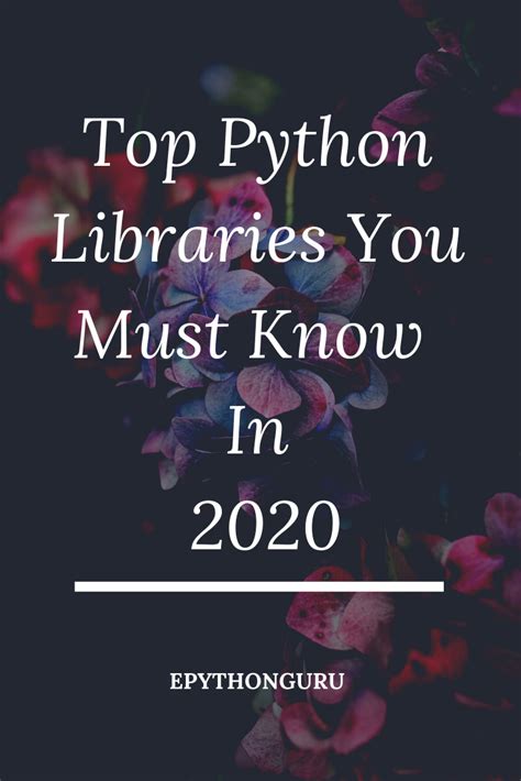 Top Python Libraries You Must Know In 2020 Learn Programming Computer Learning Python