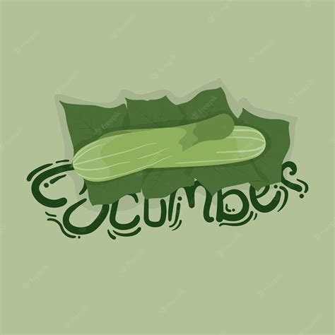Premium Vector Cucumber With Cucumber Leaf And Cucumber Text In Hand Drawn Design For Vegan