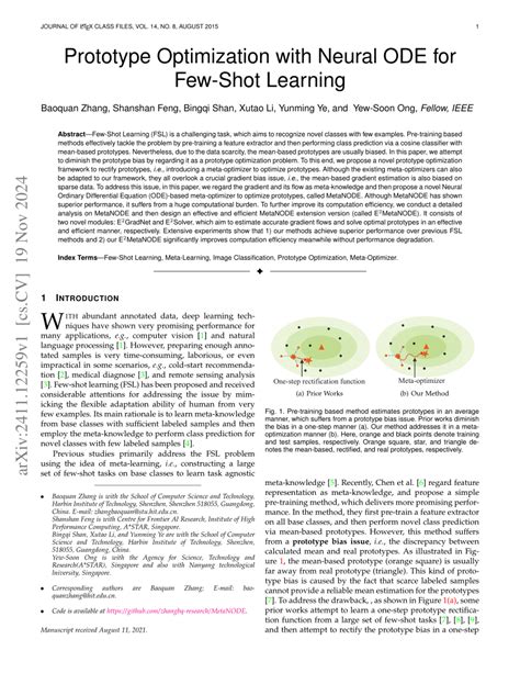Pdf Prototype Optimization With Neural Ode For Few Shot Learning