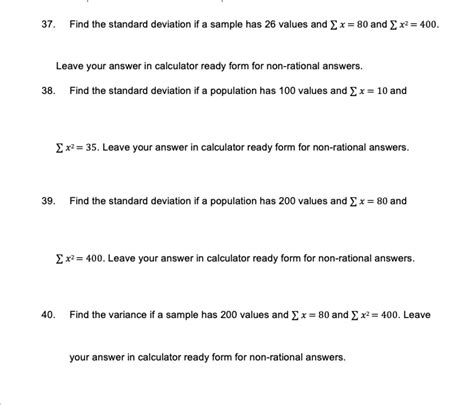 Solved Find The Standard Deviation If A Sample Has Chegg