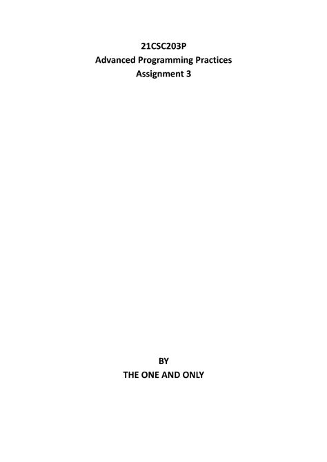 App Assignment 3 Notes 21csc203p Advanced Programming Practices Assignment 3 By The One