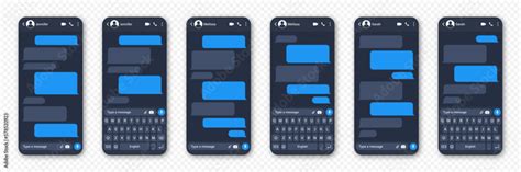 Messaging App Design User Interface Blank Sms Text Frame Conversation Chat Screen With Blue