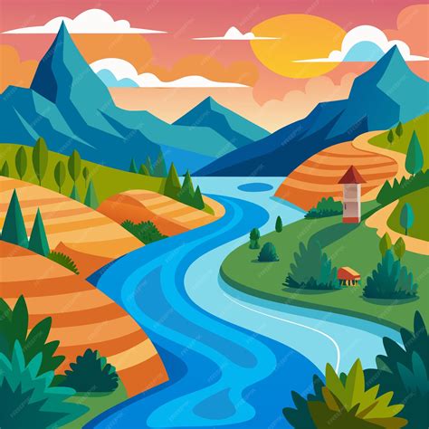 River Clip Art Vector Illustration Design Premium Ai Generated Vector