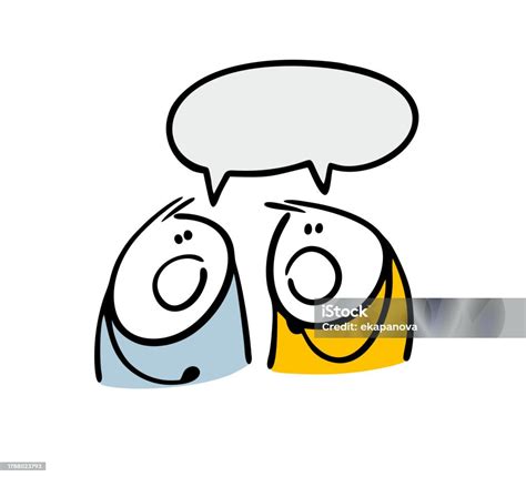 two stickman talk synchronously open their mouths vector illustration